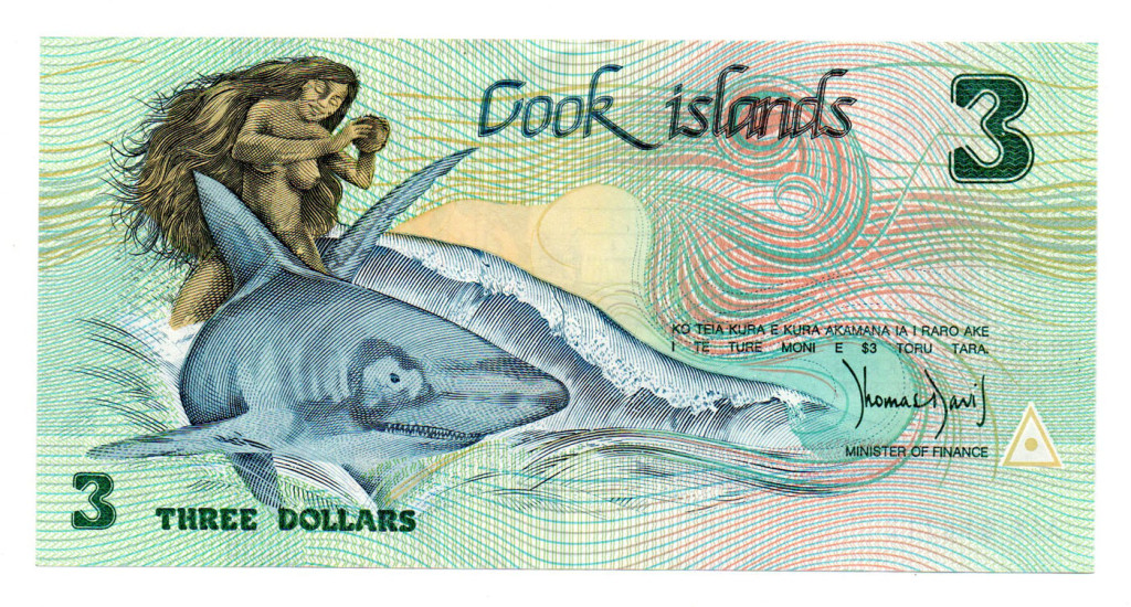 Cook-szigetek 3 Dollár Bankjegy 1992 P6 emlékkiadás - Tóth N